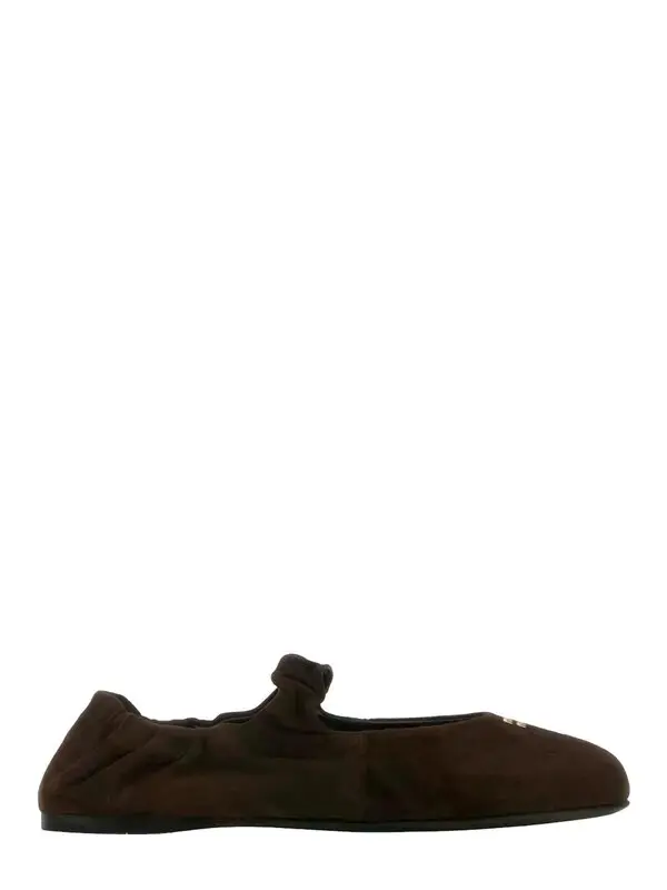 Miu Miu Ruches Suede Ballerinas - Brown