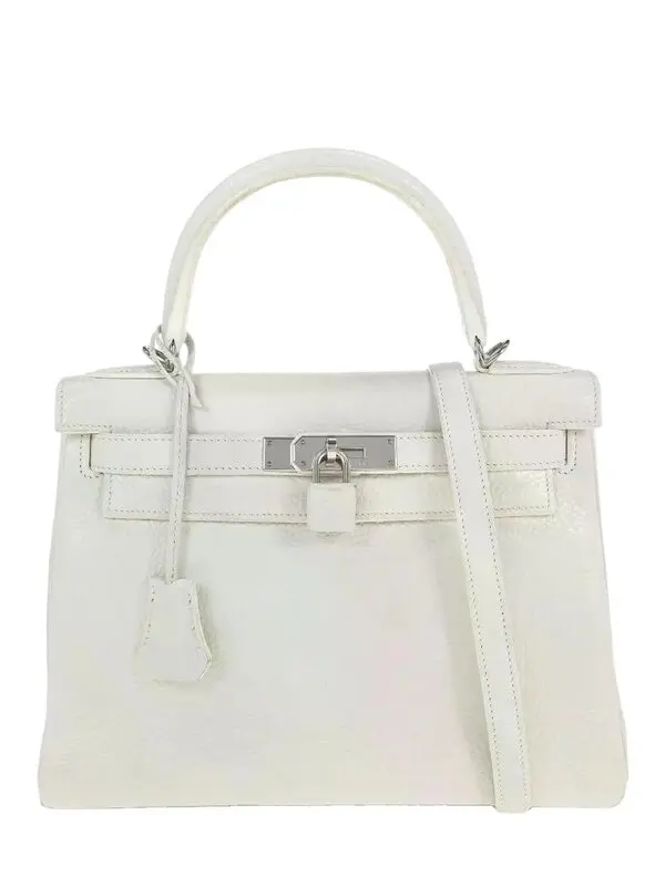 Hermès 2015 28 Kelly Retourne Leather Tote Bag - White