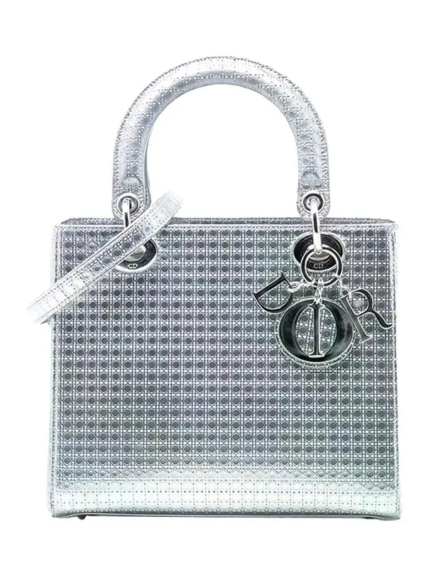 Dior 2015 Medium Microcannage Lady Satchel - Silver