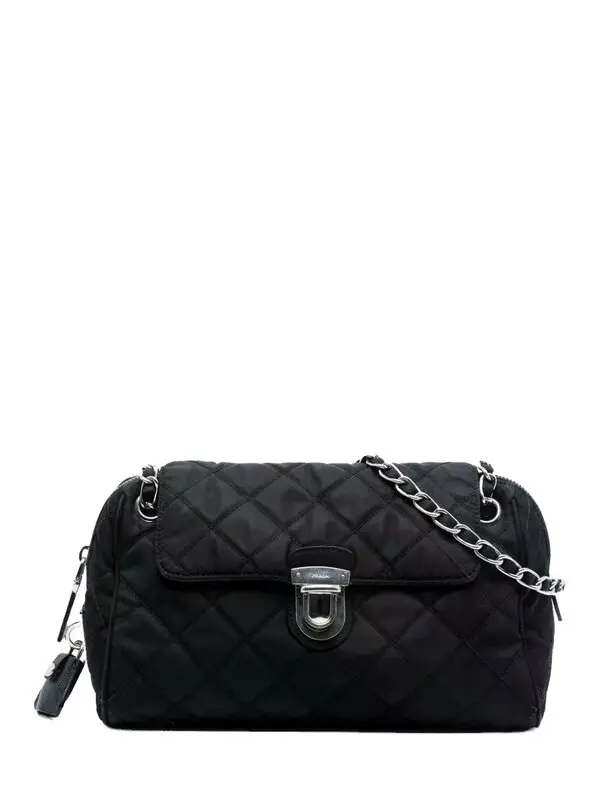 Prada Impuntu Tessuto Chain Crossbody Bag - Black