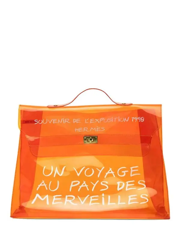 Hermès 1998 Vinyl Souvenir De L'exposition Kelly Handbag - Orange