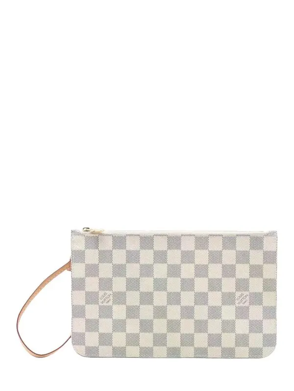 LOUIS VUITTON 2015 Damier Azur Neverfull Mm Pouch - White
