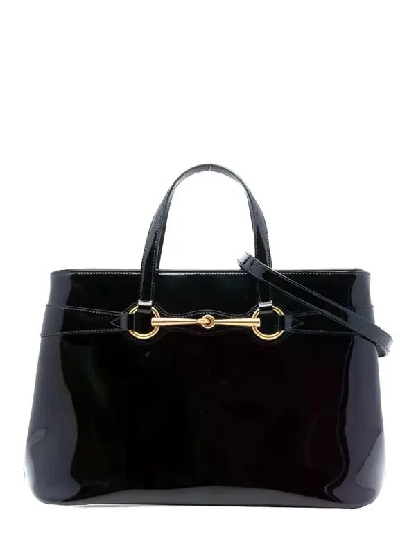 Gucci Patent Leather Bit Satchel - Black
