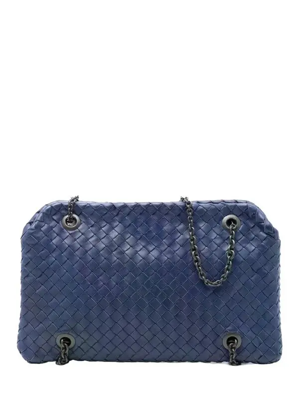 Bottega Veneta Nappa Intrecciato Duo Shoulder Bag - Blue