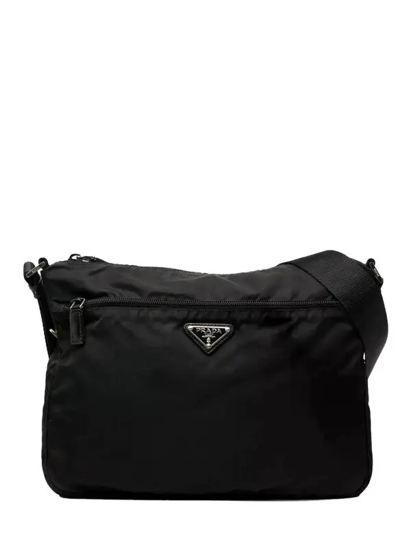 Prada Tessuto Zip Top Crossbody Bag - Black