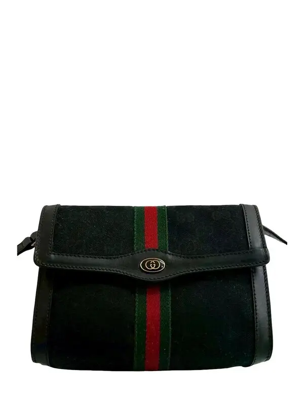 Gucci 20th Century Gg Canvas Web Crossbody Bag - Black