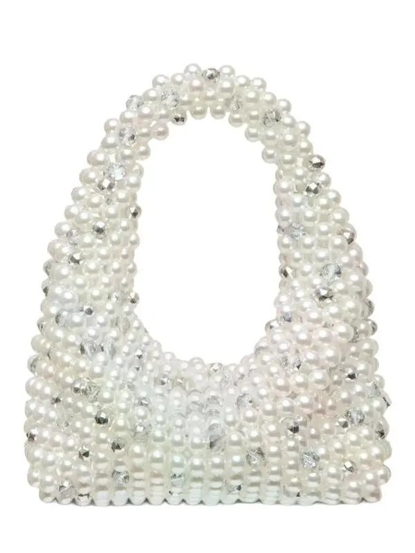 0711 TBILISI Medium Jodie Beaded Clutch - White