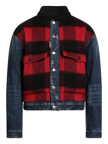 Dsquared2 Denim Trucker Jacket With Flannel Details - Red