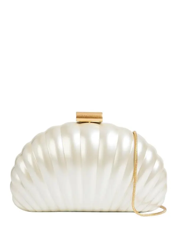 Simkhai Acrylic Clutch With Chain Strap - Ivory