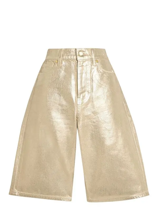 Veronica Beard Charlotte Metallic Denim Shorts - Gold