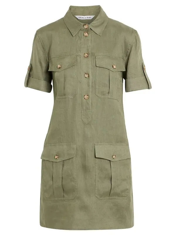Veronica Beard Lucca Linen-blend Twill Mini Shirt Dress - Army Green