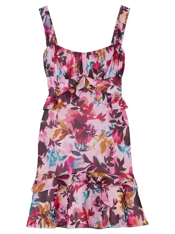 Saloni Chandra Floral-print Mini Dress - Pink