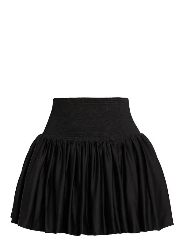 Alice + Olivia Gathered Cotton-blend Poplin Mini Skirt - Black