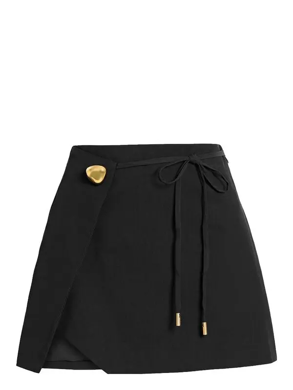 Cult Gaia Tov Embellished Wrap-effect Mini Skirt - Black