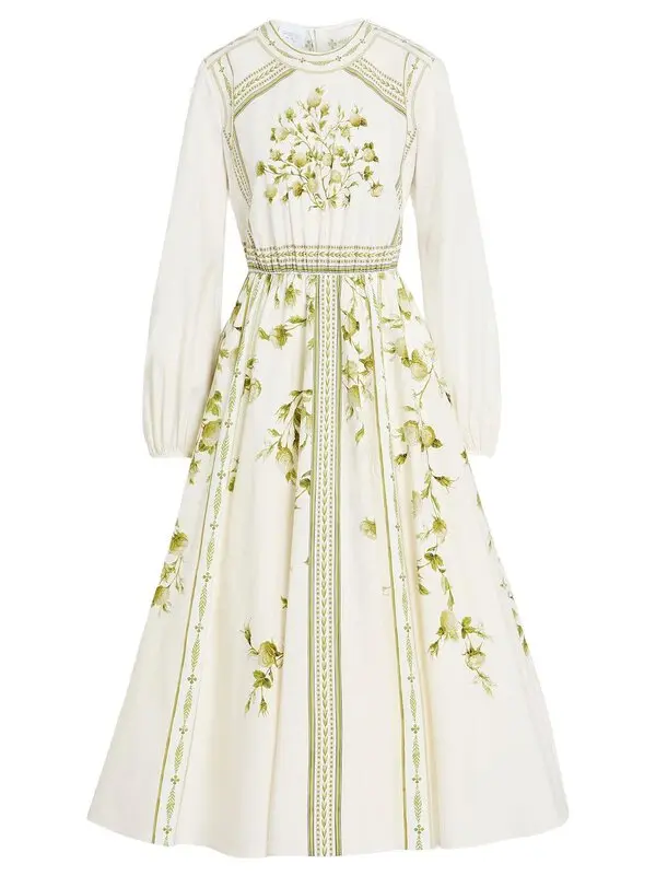 Giambattista Valli Printed Cotton-poplin Midi Dress - Ivory