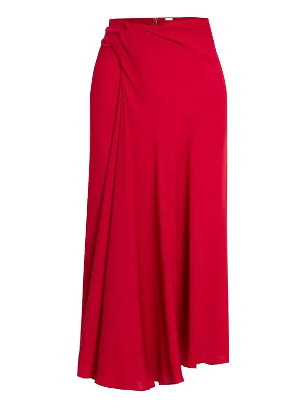 Cult Gaia Shera Draped Silk Skirt - Crimson