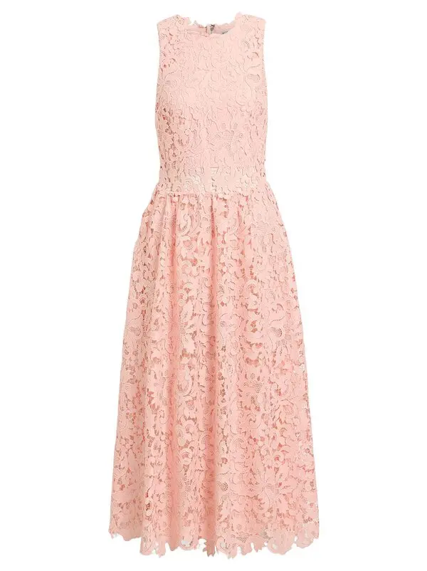 Alice + Olivia Babbette Guipure Lace Midi Dress - Blush
