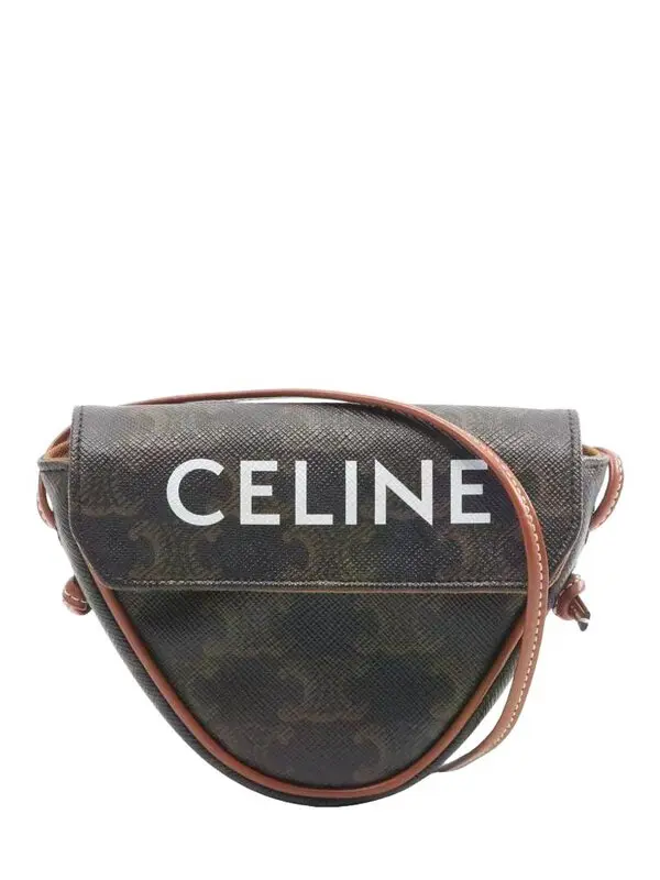 Celine 2021 Coated Canvas Triomphe Triangle Crossbody Bag - Black