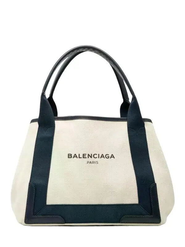 Balenciaga 2016 Canvas Navy Cabas S Tote Bag - Blue