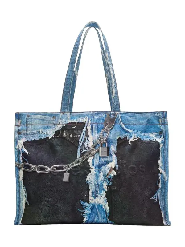 Acne Studios Distressed Padlock-detail Tote Bag - Blue
