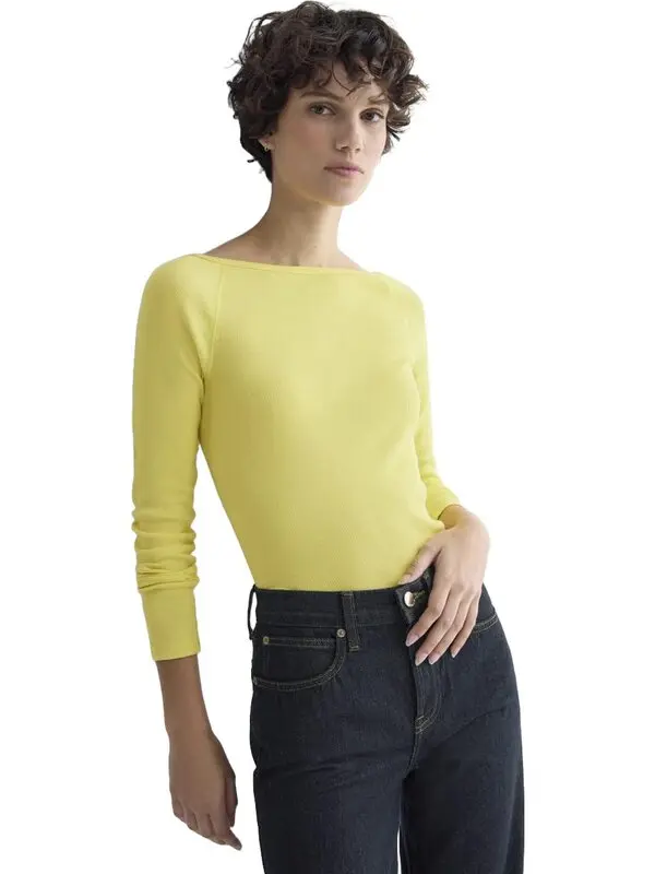 Everlane Luxe Rib Boatneck Top - Celandine