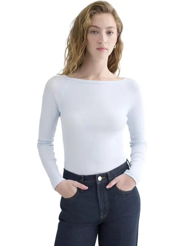 Everlane Luxe Rib Boatneck Top - Skywriting
