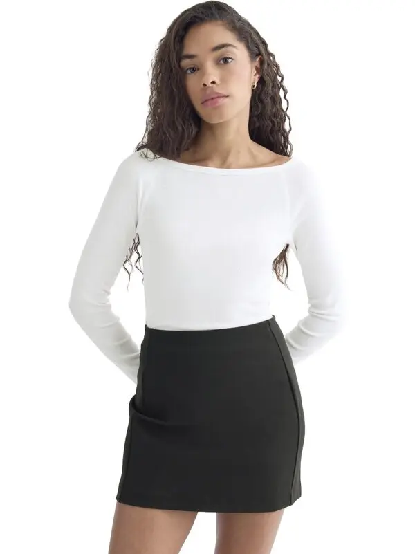 Everlane Luxe Rib Boatneck Top - White