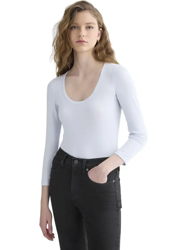 Everlane Luxe Rib Deep U-neck Top - Skywriting