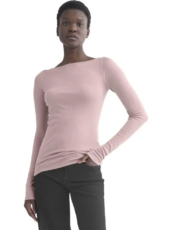 Everlane Tissue Boatneck Top - Dusty Rose