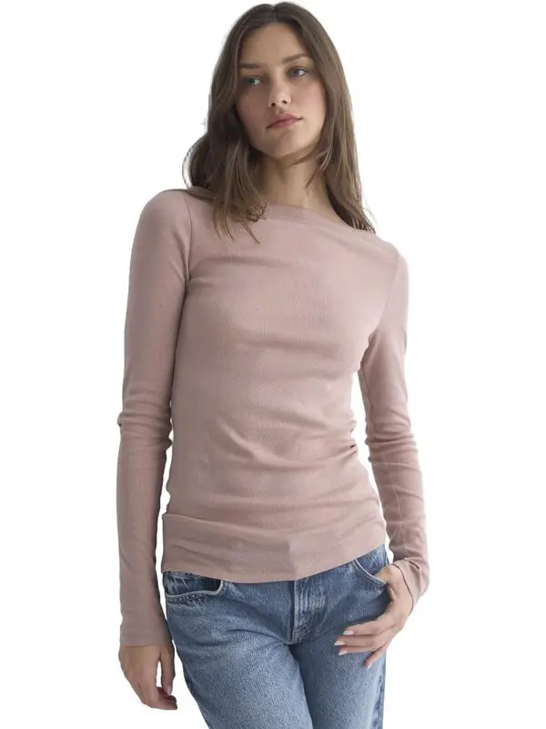 Everlane Tissue Boatneck Top - Dusty Rose
