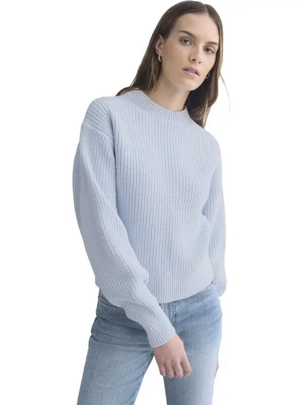 Everlane Cropped Ribbed Crew Neck Sweater - Skywriting