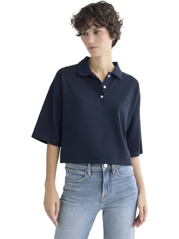 Everlane Pique Boxy Polo - Navy