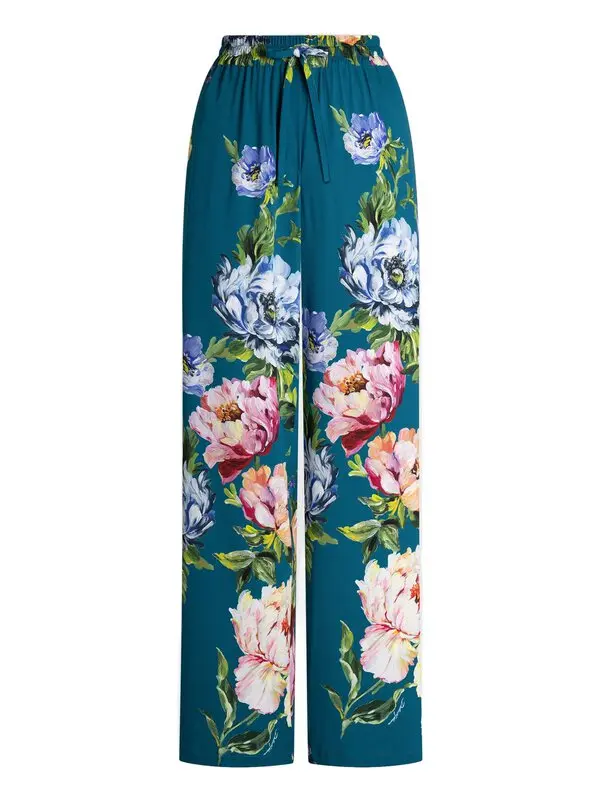 Dolce & Gabbana Peony-print Silk Trousers - Multicolor