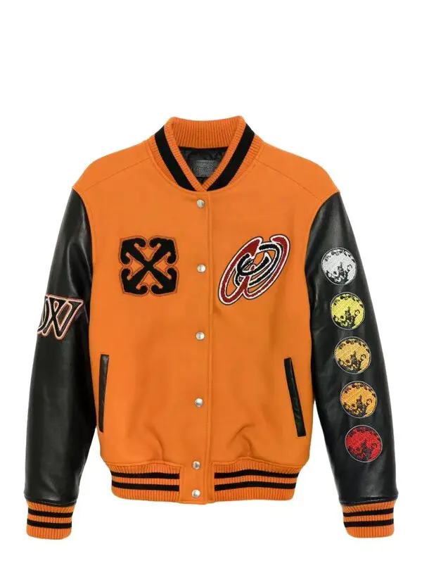 Off-White Appliquéd Embroidered Jacket - Orange