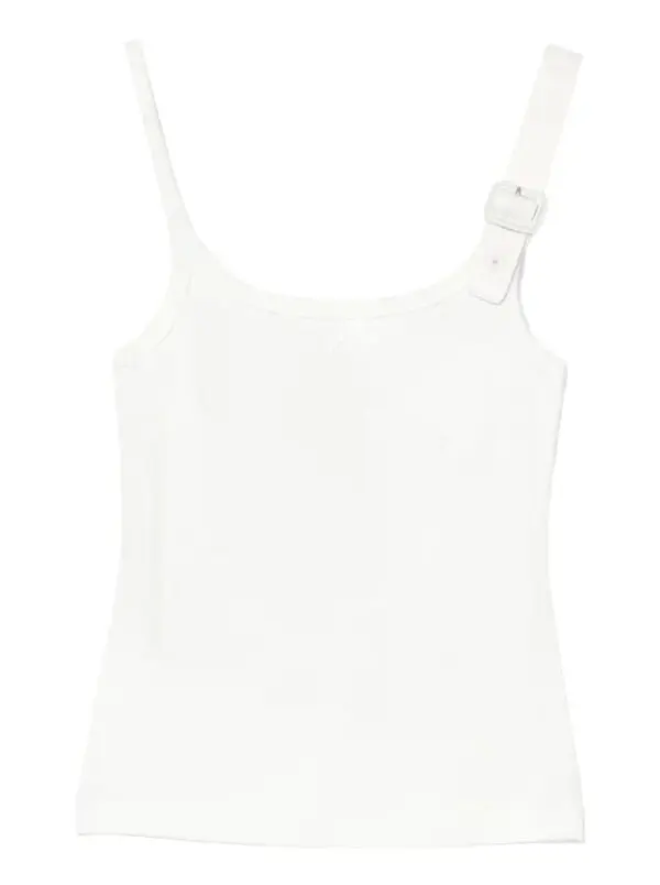 COURREGES Ribbed Tank Top With Buckle Detail - White