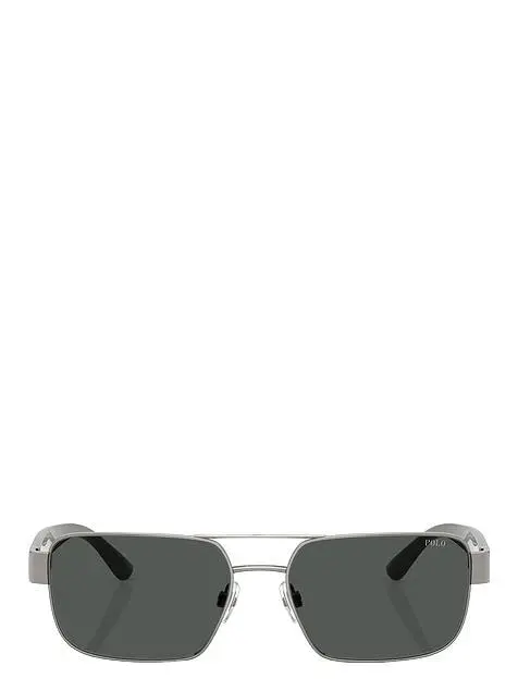 Polo Ralph Lauren Rectangle Sunglasses - Bushed Gunmetal$ Dark Grey