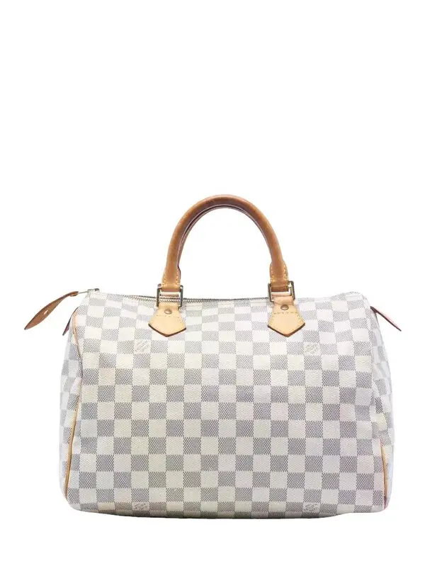 LOUIS VUITTON Damier Azur Speedy 30 Boston Bag - White
