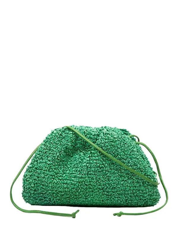 Bottega Veneta The Mini Pouch Crossbody Bag Boucle Raffia - Green