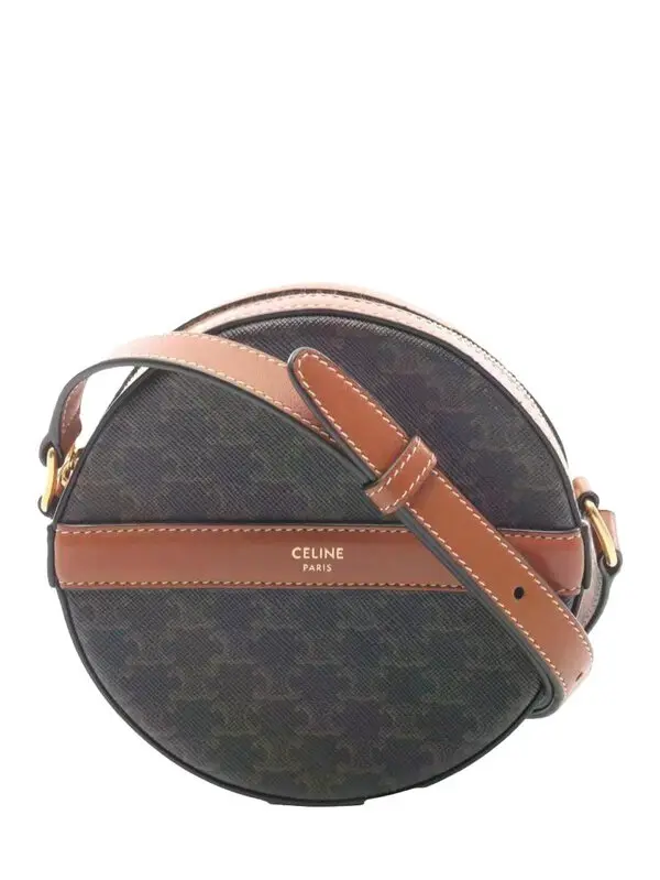 Celine Triomphe Coated Canvas Round Crossbody Bag - Black