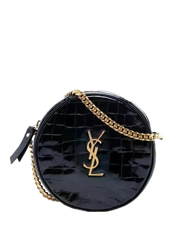Saint Laurent 2020 Croc Embossed Vinyle Camera Crossbody Bag - Black