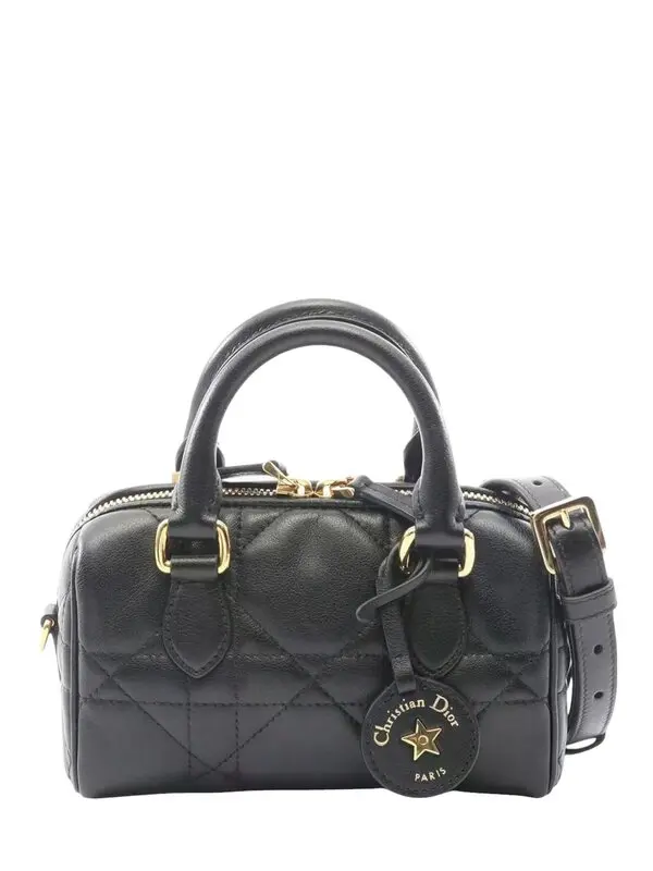Dior 2010-2026 Mini Lambskin Macrocannage Groove 17 Satchel - Black
