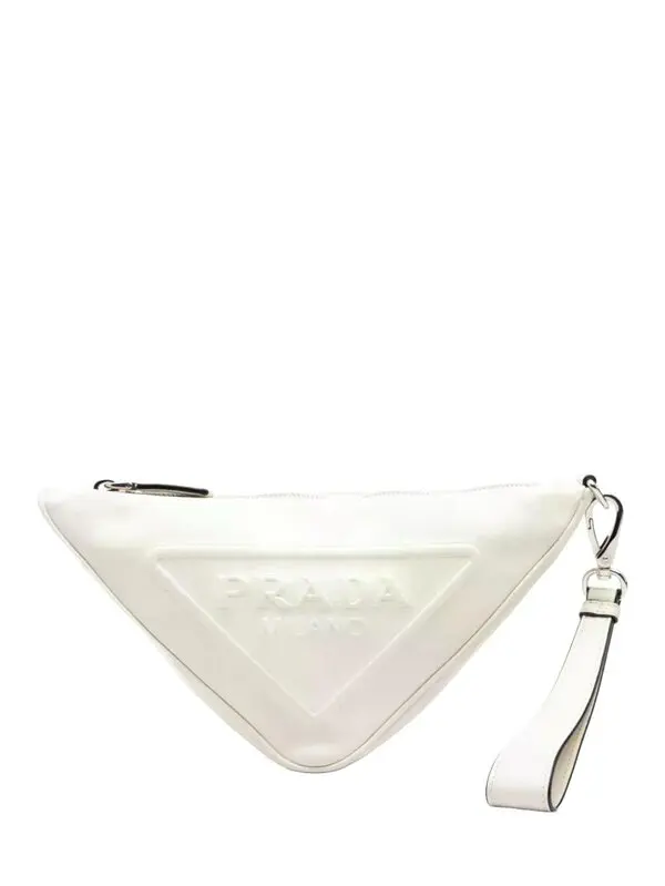 Prada 2013-2025 Grace Lux Triangle Wristlet Pouch - White