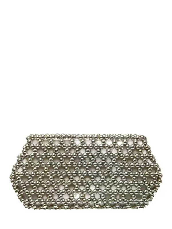 0711 TBILISI Lizzie Beaded Clutch Bag - Silver