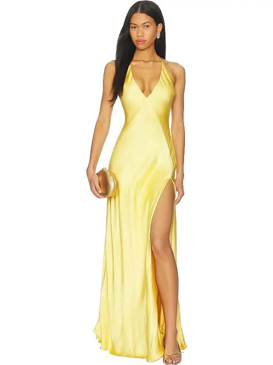 Bardot Yve Halter Dress - Tuscan Yellow