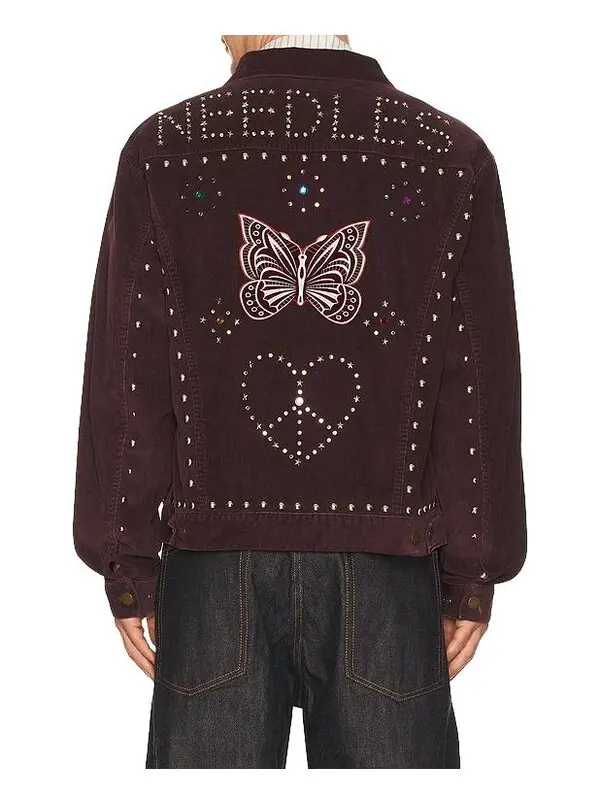 Needles Studded Corduroy Jean Jacket - Burgundy