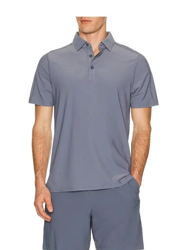 RHONE Regatta Pique Polo In Blue - Shale Blue