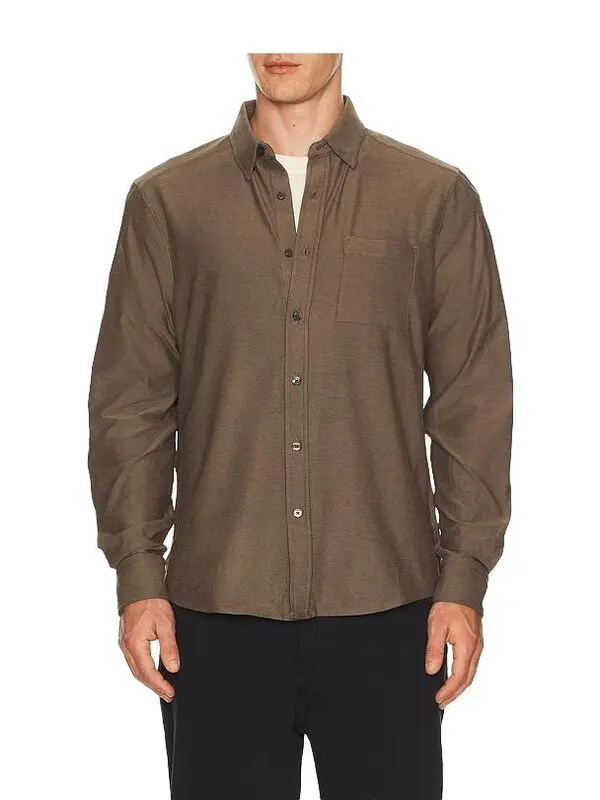 RHONE Work From Home Shirt In Brown - Mushroom Brown