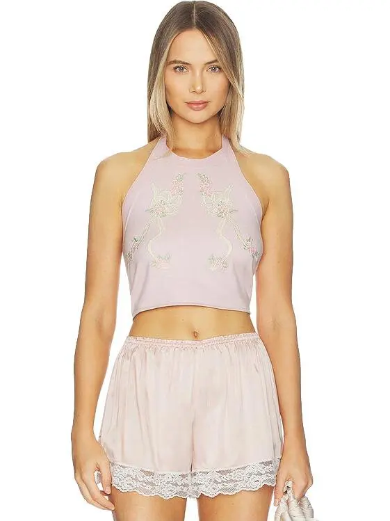 For Love & Lemons Loralai Knit Top - Pink