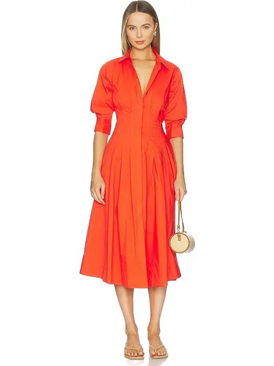 Simkhai Jazz Pintuck Midi Dress - Lobster