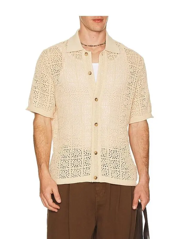 Simkhai Billy Short Sleeve Shirt - Beige